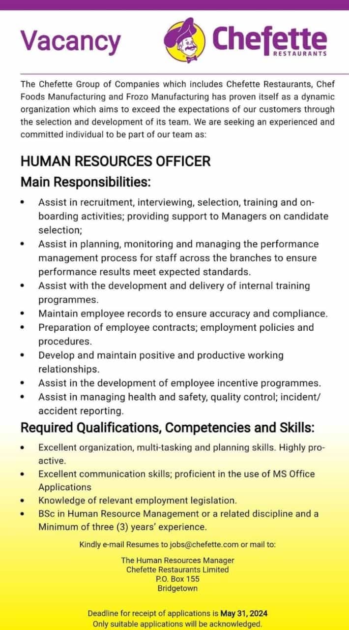 Human Resource Officer - Human Resource Management Association of Barbados
